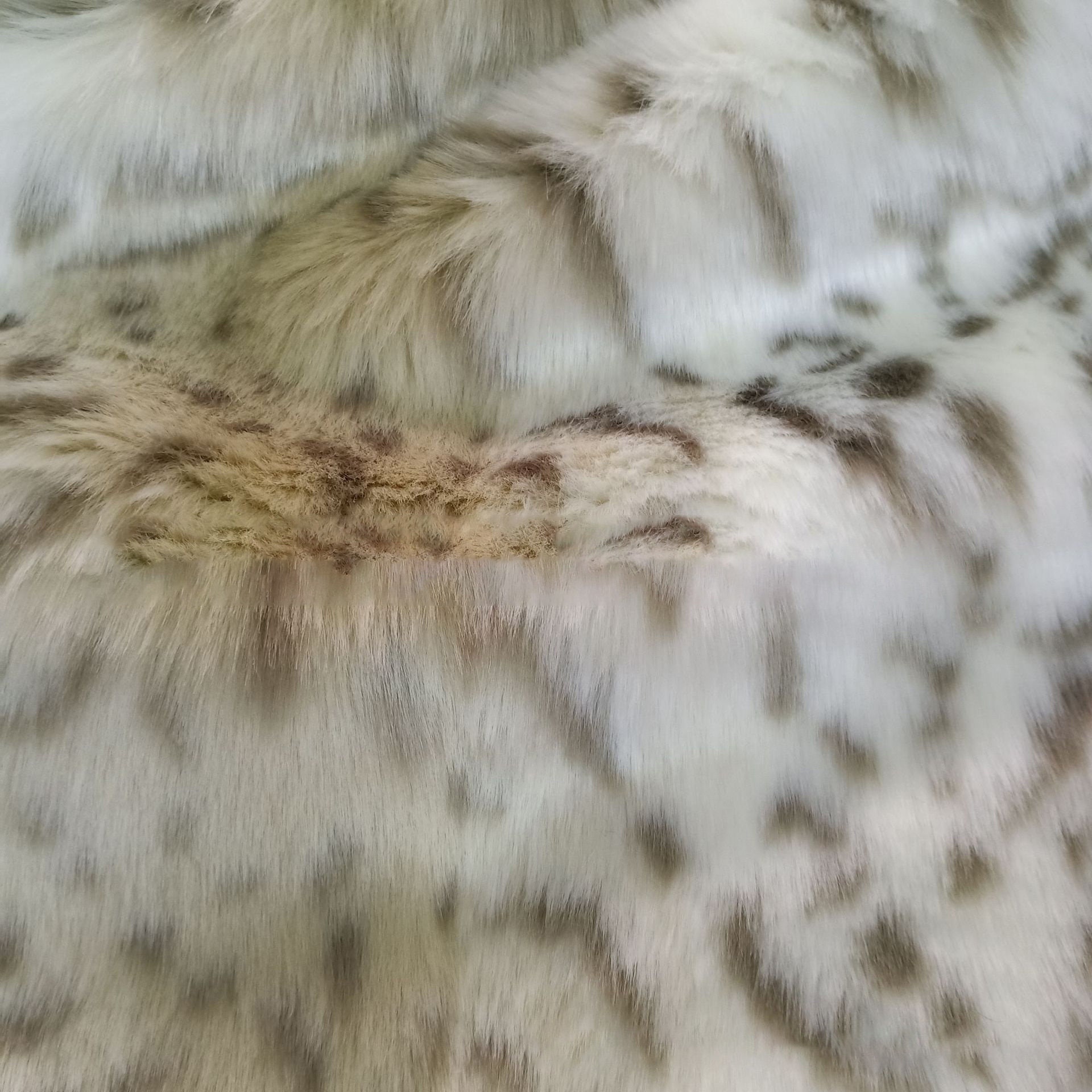 Cat Brown White Faux Fur Fabric,jacquard Leopard Print Fuzzy Fur for ...