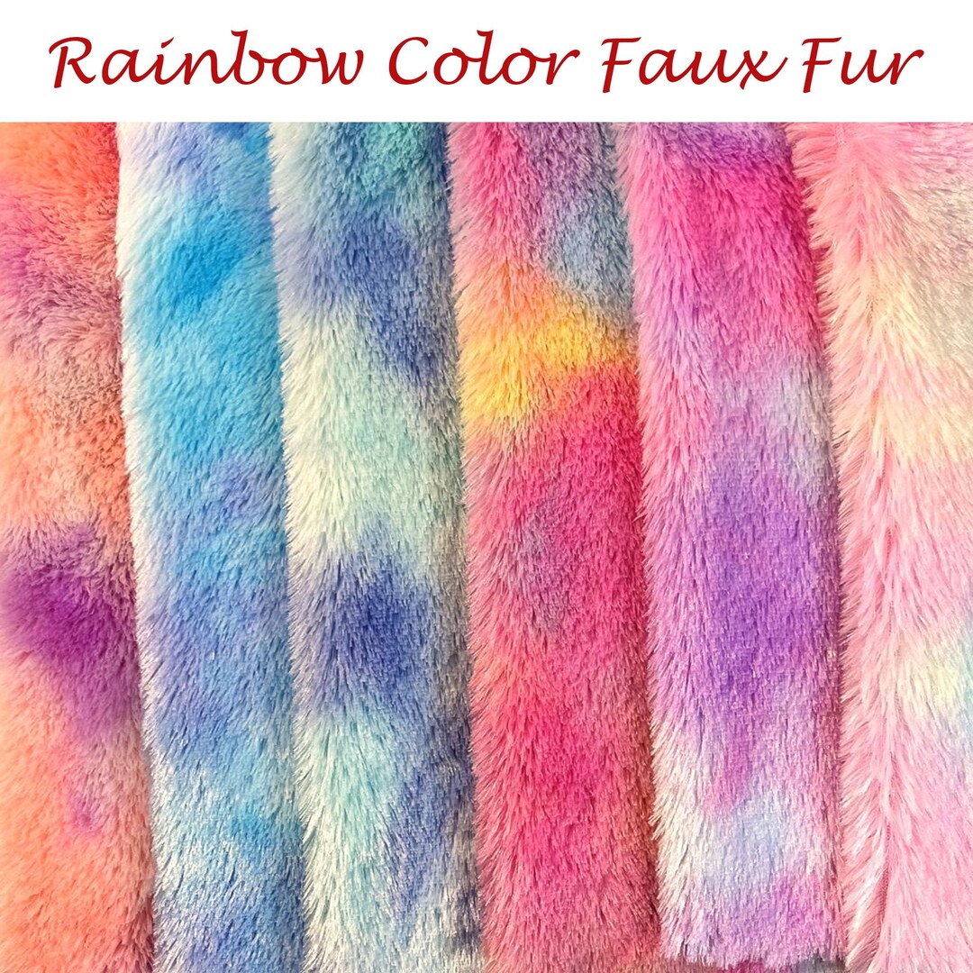 Tie Dye Faux Fur, Rainbow Bunny Fur,multi Color Dye Rabbit Fur for ...