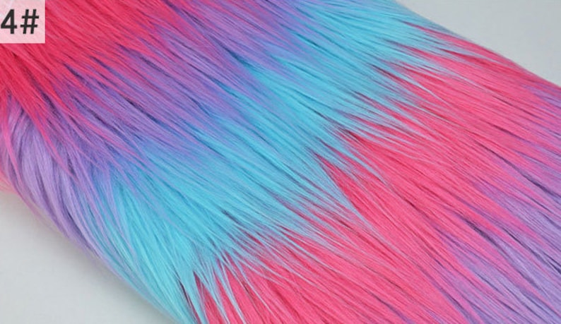 Rainbow Faux Fur Fabric,gradients Long Pile Shaggy Fur,cosplay Costumes ...