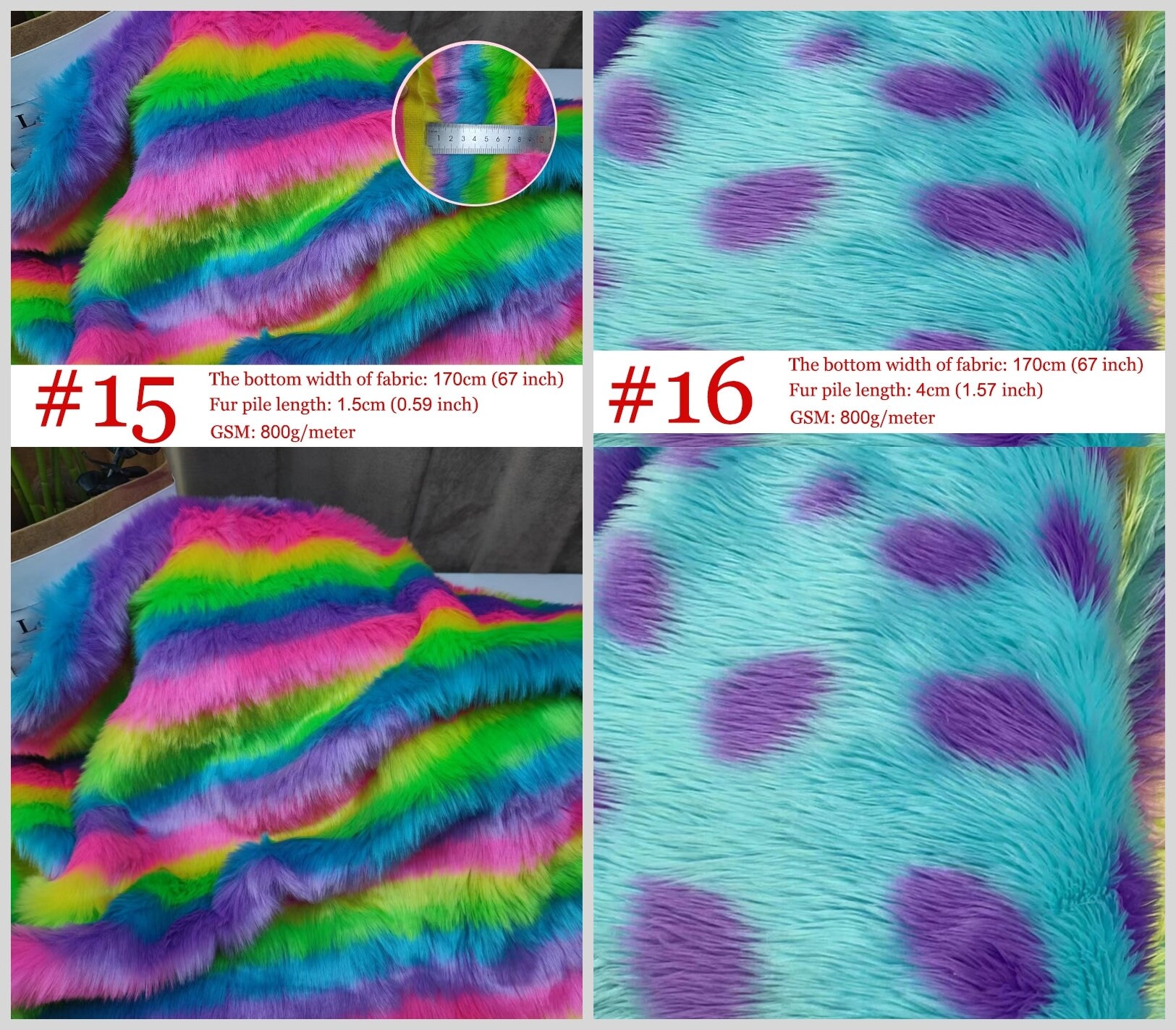 Stripe Rainbow Faux Fur Fabric,multi-color Fake Fur,jacquard Faux Fun ...