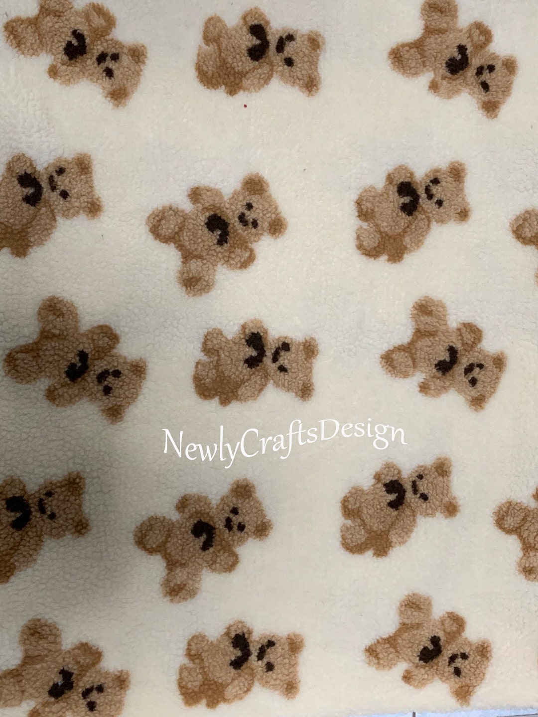 Luxury Sherpa Fleece Fabric, Bear Print Warm Wool Lamb Fabric, Soft ...