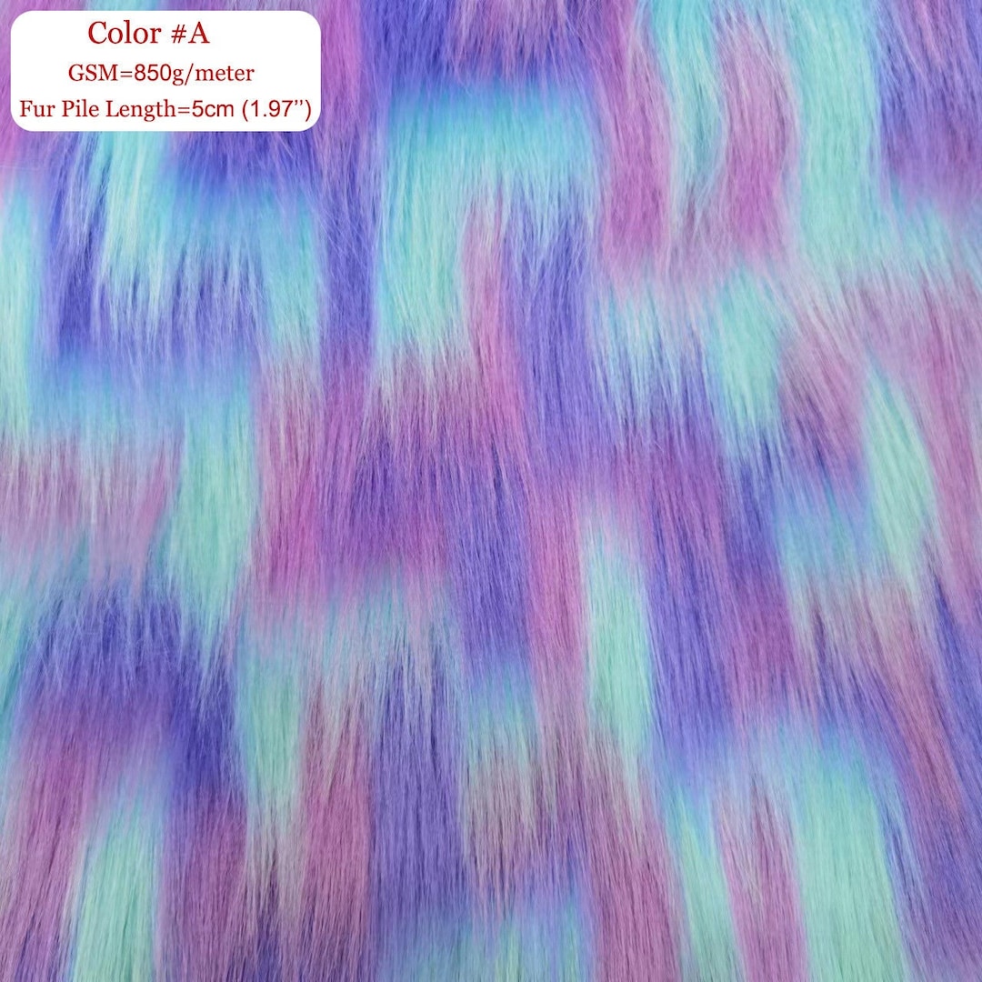 Rainbow Fox Fur Fabric,luxury Jacquard Long Pile Raccoon Fake Fur for ...