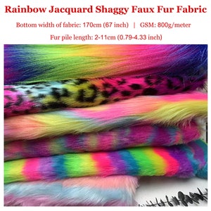Stripe Rainbow Faux Fur Fabric,multi-color Fake Fur,jacquard Faux Fun ...