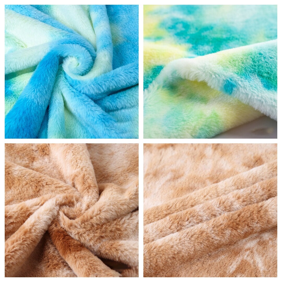 Rainbow Gradient Fake Fabric,tie Dye Rabbit Fur,short Pile Fuzzy Soft ...