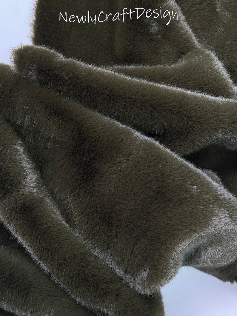 Olive Green Bunny Faux Fur Thick Minky Fabric, Ultra Soft Rabbit Fur ...