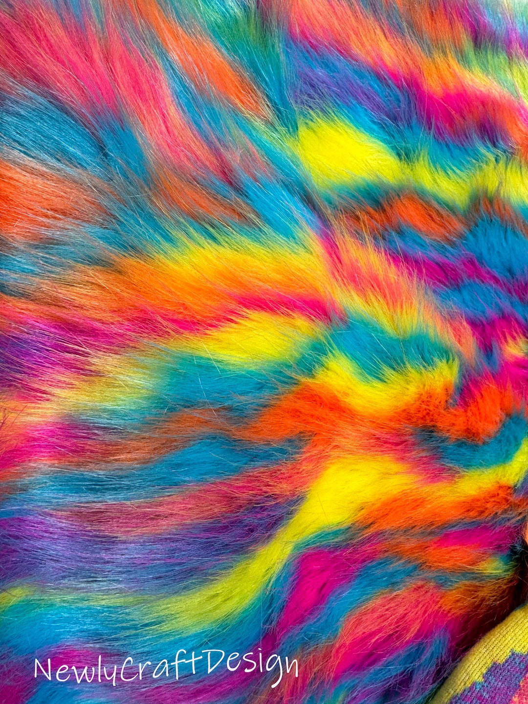 Rainbow Shaggy Fur,colorful Wavy Faux Fur Fabric,stripe Long Pile Fur ...