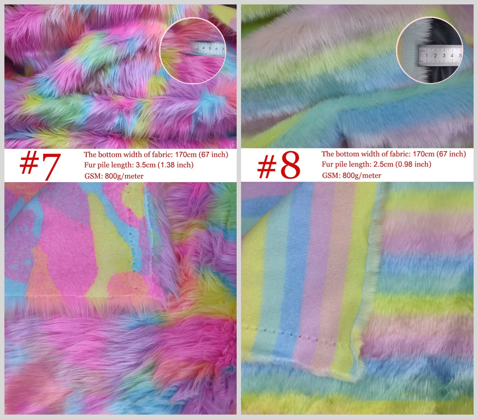 Stripe Rainbow Faux Fur Fabric,multi-color Fake Fur,jacquard Faux Fun ...