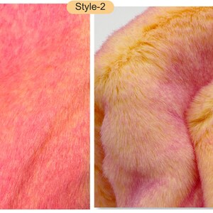 Bi-colored Faux Fox Fur With Pink Tips,orange Fuzzy Faux Fur Fabric for ...