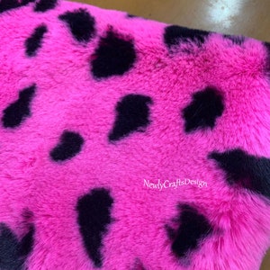 Hot Pink Leopard Print Faux Fur Fabric,animal Print Rabbit Fake Fur ...
