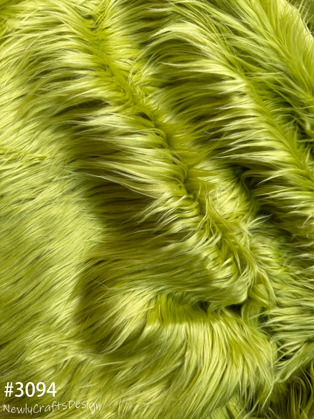 Apple Green Fake Fur,luxury Long Pile Faux Shaggy Fur Fabric by the ...