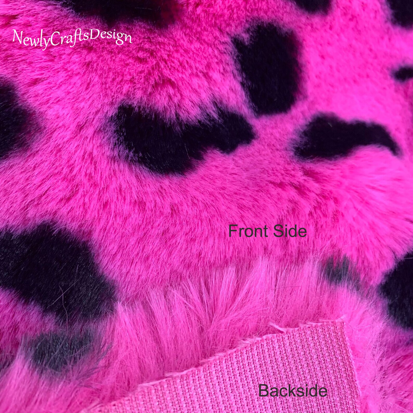 Hot Pink Leopard Print Faux Fur Fabric,animal Print Rabbit Fake Fur ...
