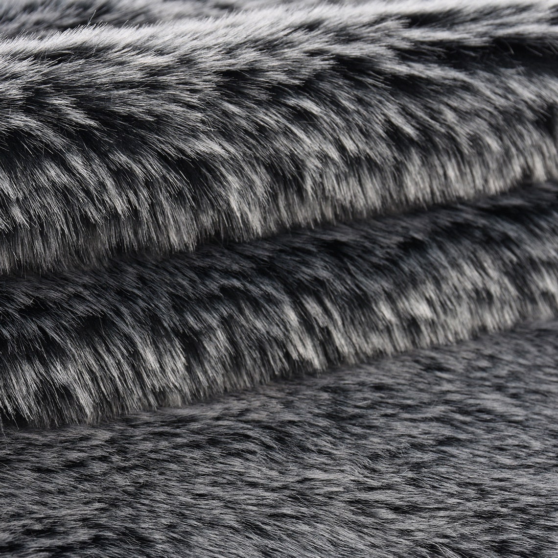 Furry Faux Fur Fabric,black Long Pile Rabbit Fur With White Tips,fun ...