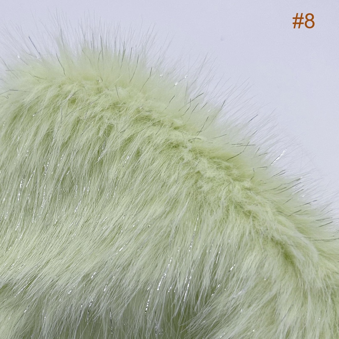 Green Faux Fur Fabric, Shiny Tinsel Faux Fox Fur,fluffy Furs for DIY ...