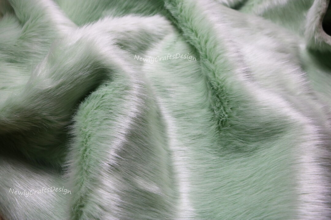 Mint Green Fox Faux Fur Fabric,furry Long Pile Fur for Slide Slippers ...