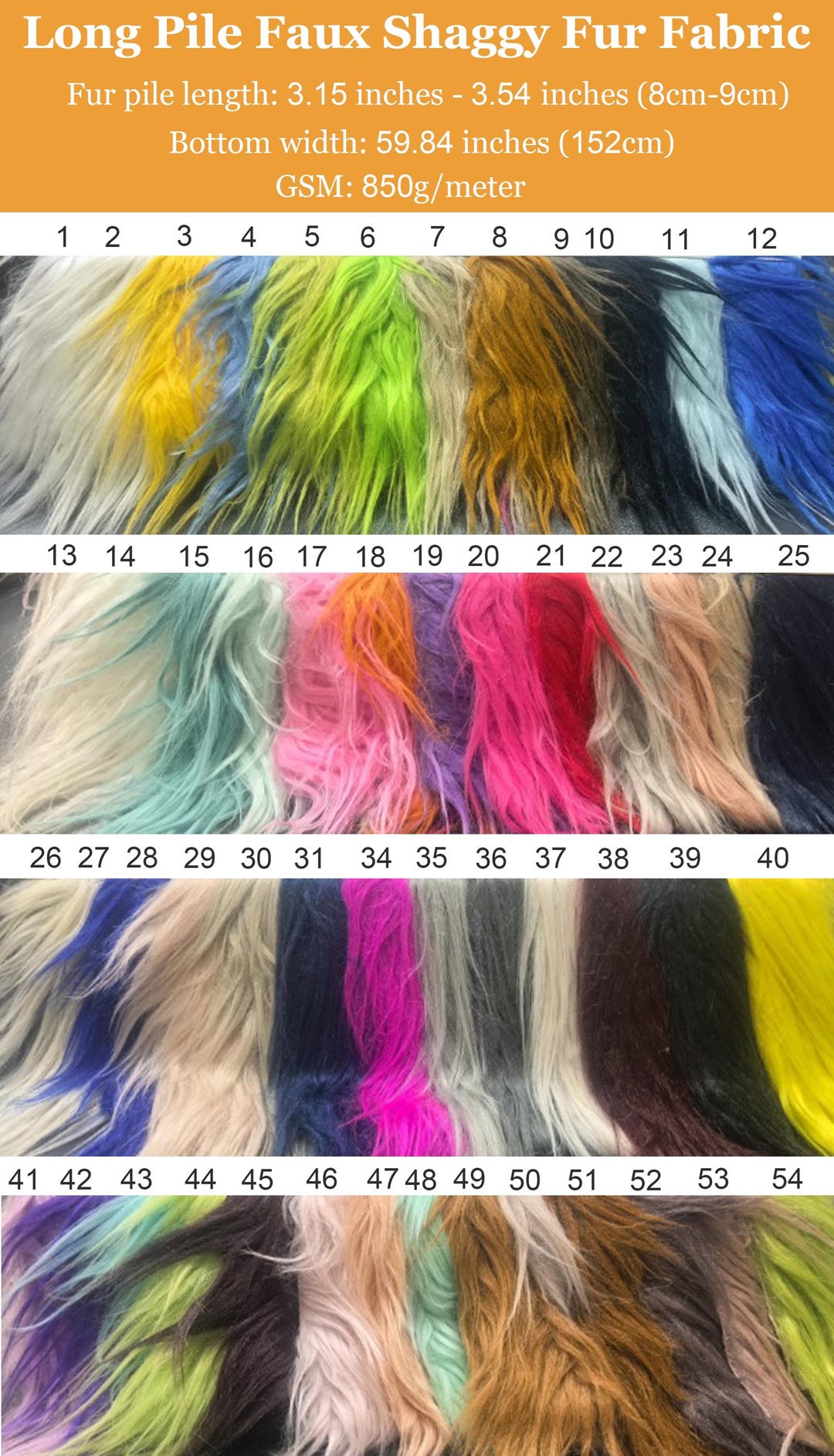 Solid Shaggy Faux Fur Fabric, Long Pile Luxury Shaggy Fuzzy Fur ...