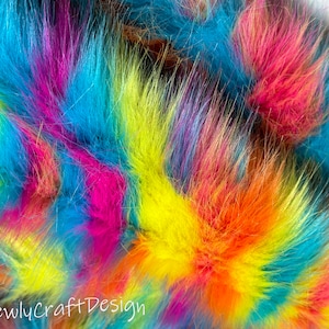 Rainbow Shaggy Fur,colorful Wavy Faux Fur Fabric,stripe Long Pile Fur ...