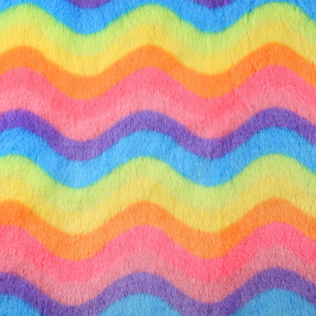 Rainbow Stripe Faux Fur,jacquard Wavy Long Pile Fake Fur for DIY Crafts ...