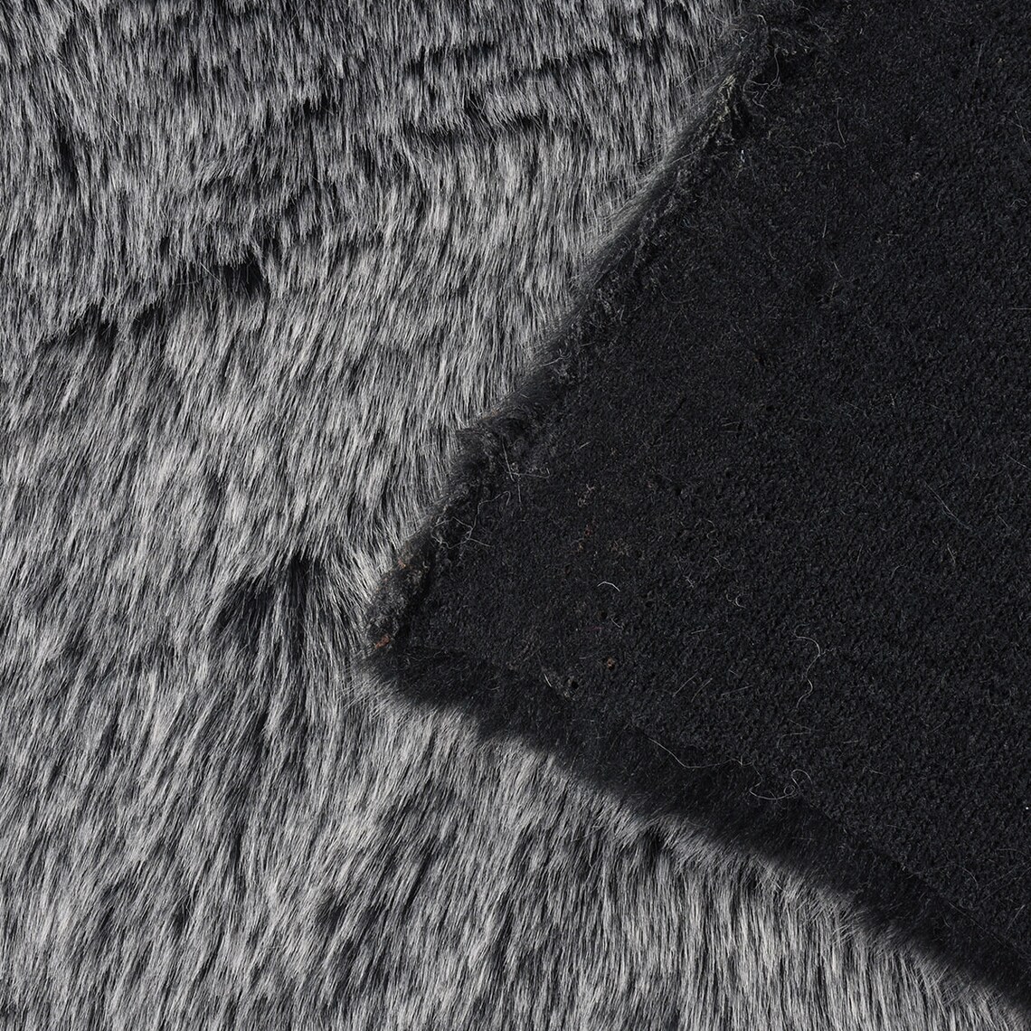 Furry Faux Fur Fabric,black Long Pile Rabbit Fur With White Tips,fun ...