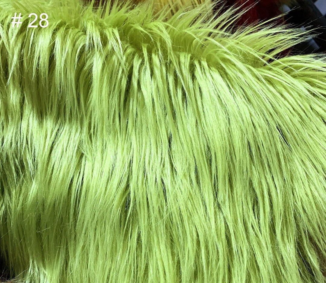 Solid Shaggy Faux Fur Fabric,super Long Pile Fur,green Fun Fur for DIY ...