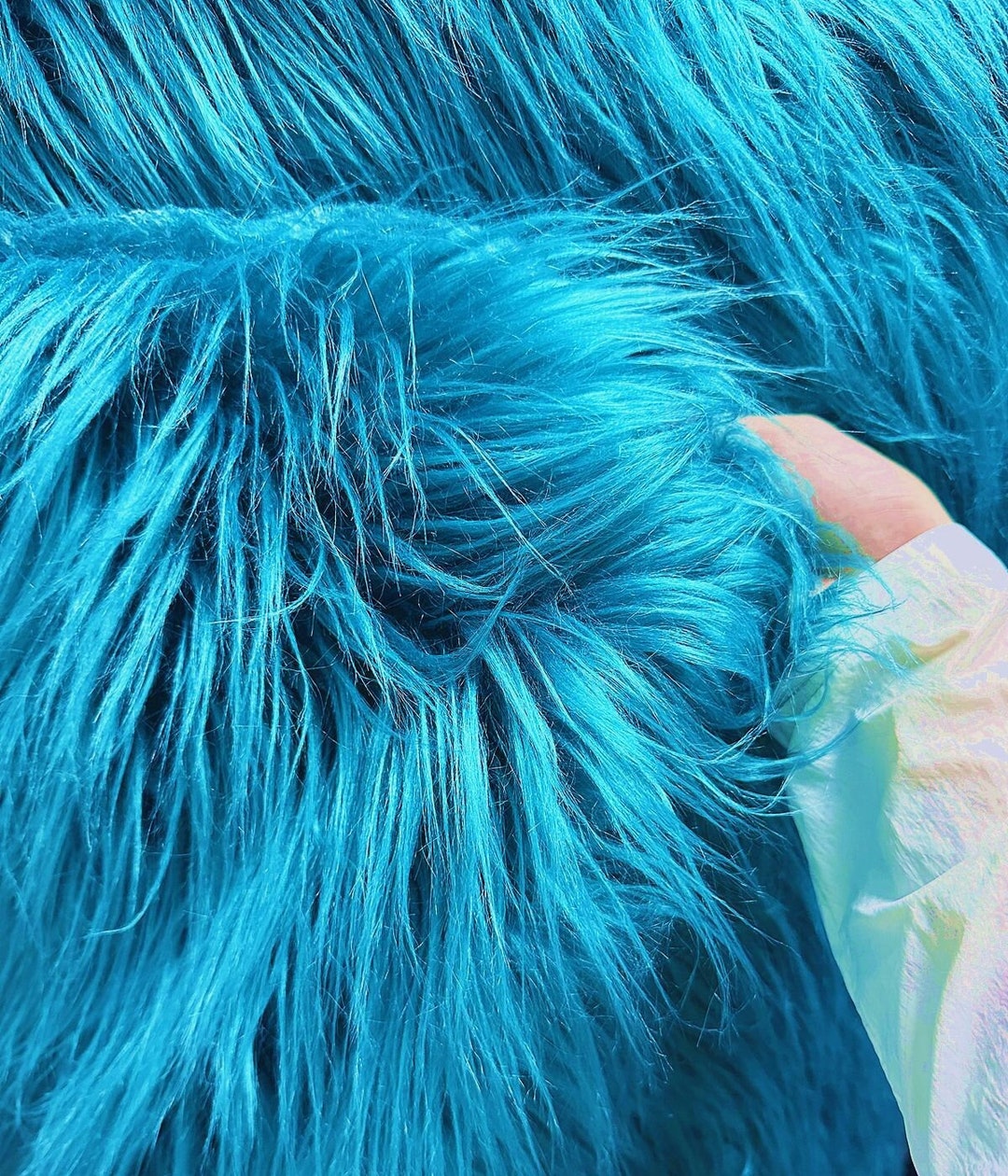 Turquoise Blue Faux Fur Fabric, Super Long Pile Shaggy Furs,luxury Shag ...