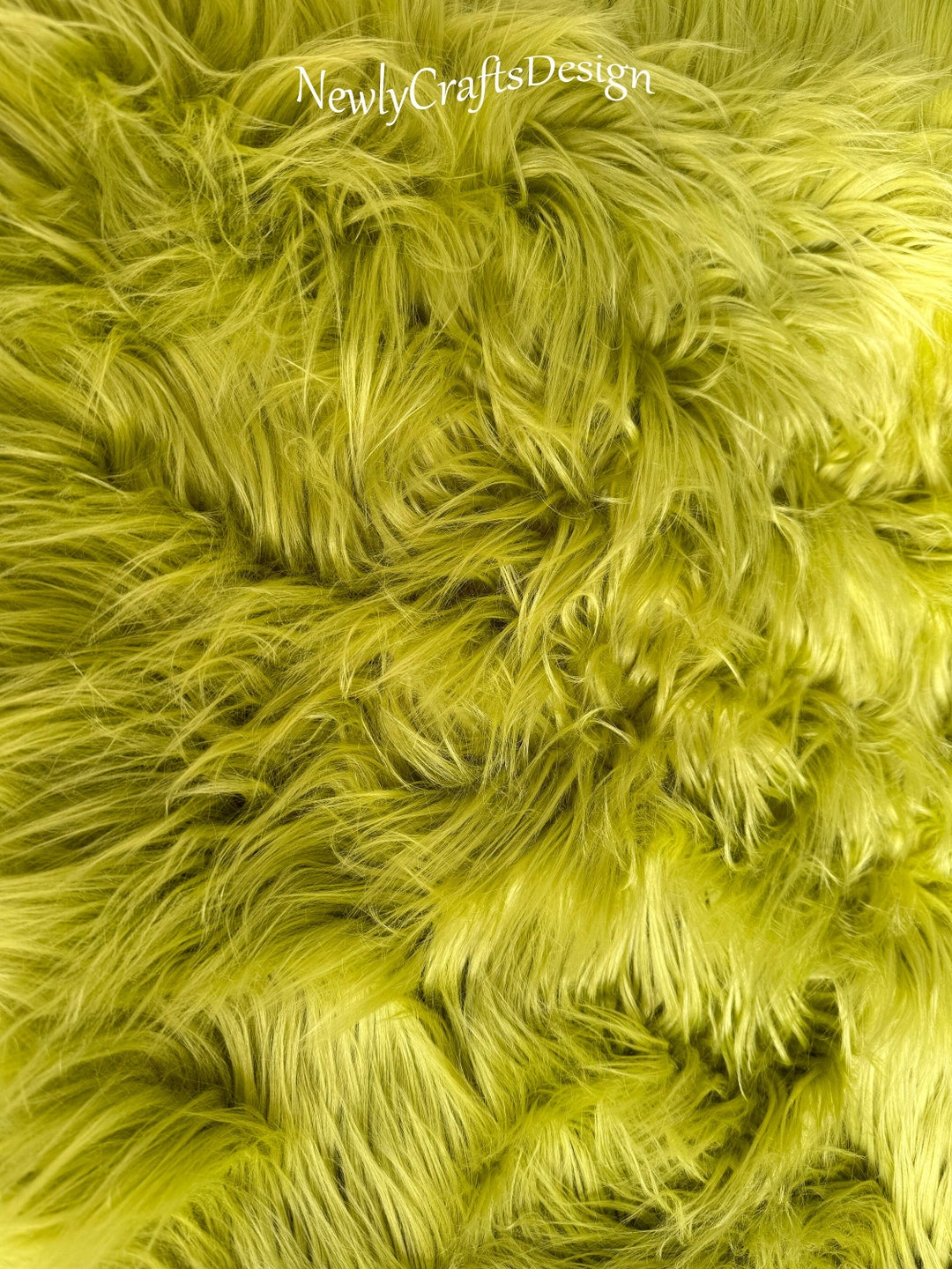Grass Green Shaggy Fur Fabric, Solid Faux Fur Fabric, Luxury Long Pile ...