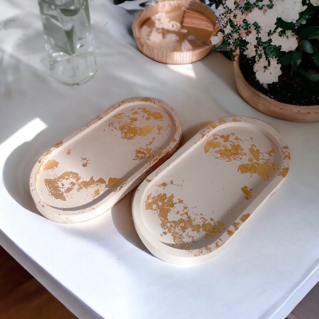 Oval Concrete Tray for Jewelry Storage, Decorative Empty Pocket Tray or ...
