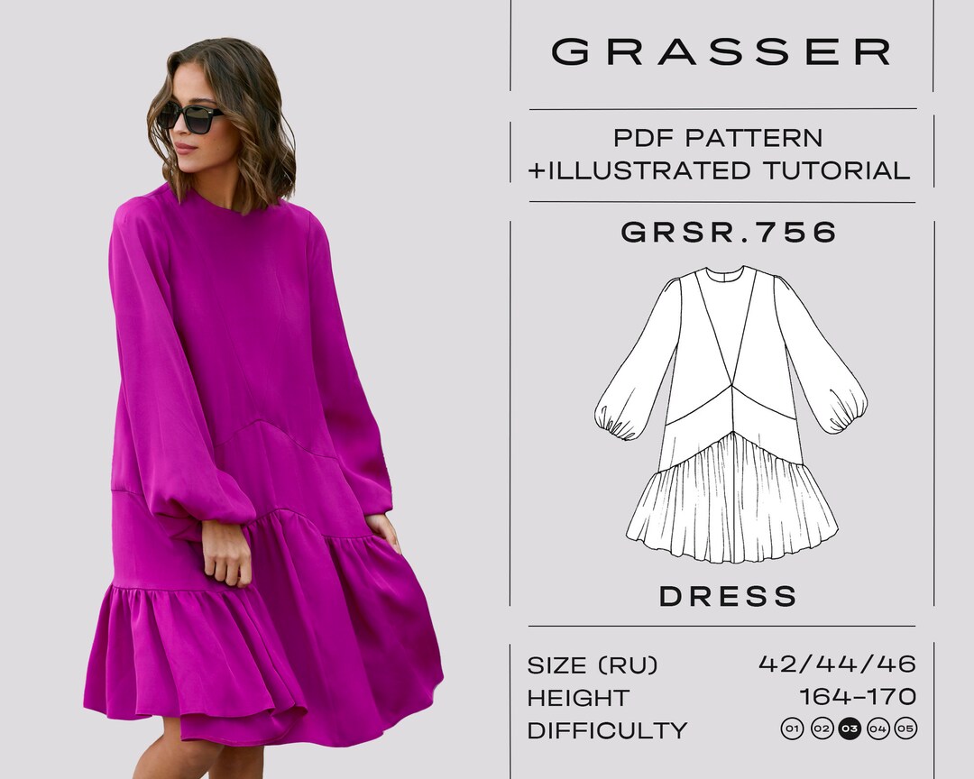 Dress Sewing Pattern No. 756 Sizes 42 / 44 / 46 (RU) - Etsy