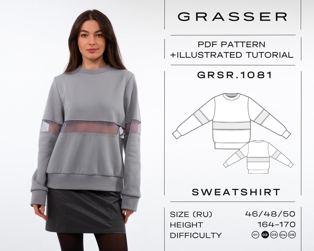 Sweatshirt Pdf Sewing Pattern for Women Sizes 46 / 48 / 50 (RU) | Model ...