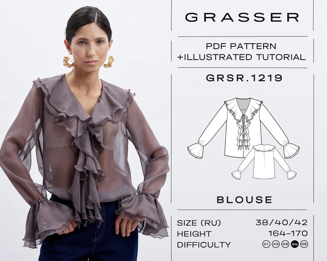 Flowing Blouse Sewing Pattern PDF | Digital Download | Sizes 38 / 40 ...