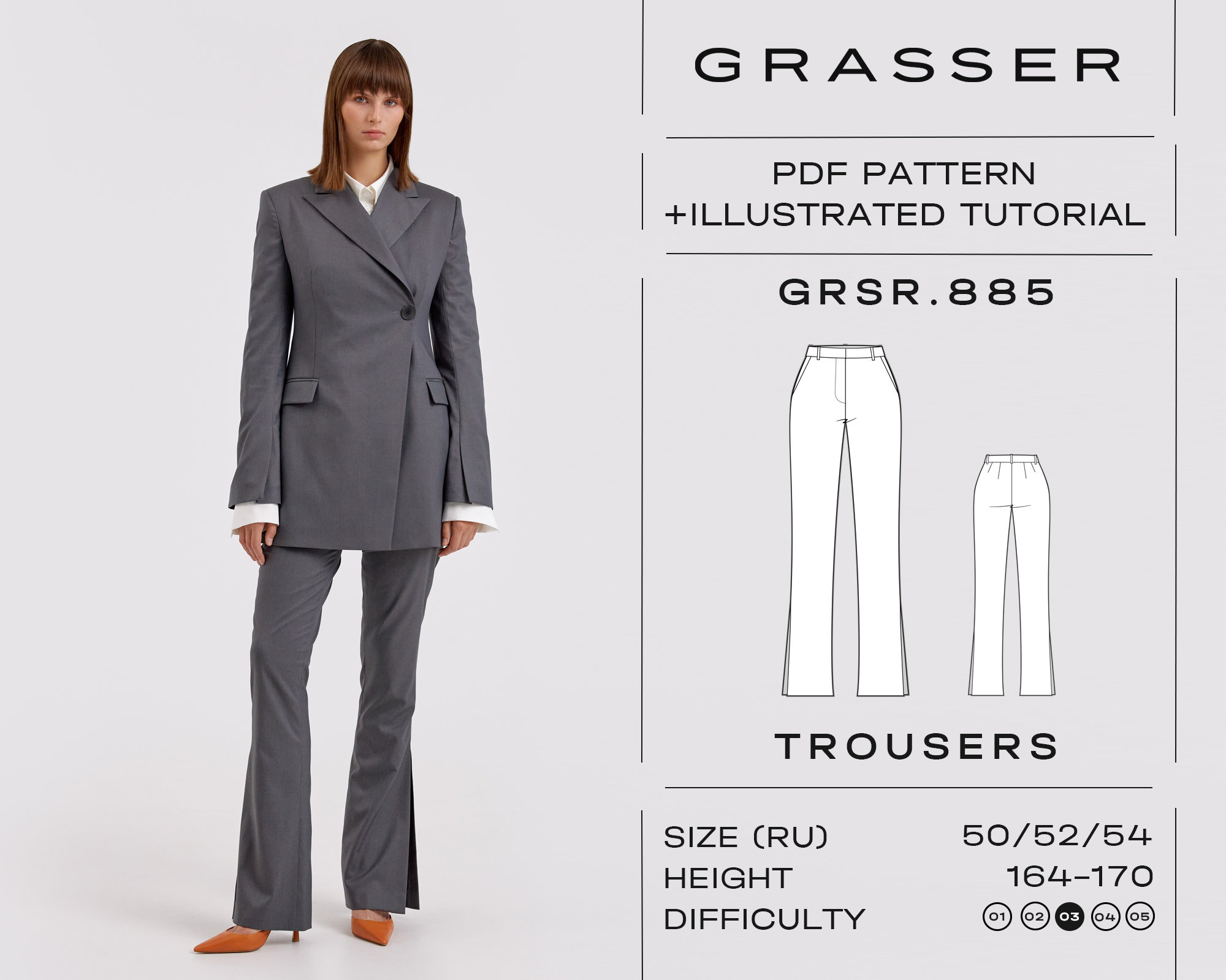 Trousers Pdf Sewing Pattern for Women Sizes 50 / 52 / 54 RU - Etsy