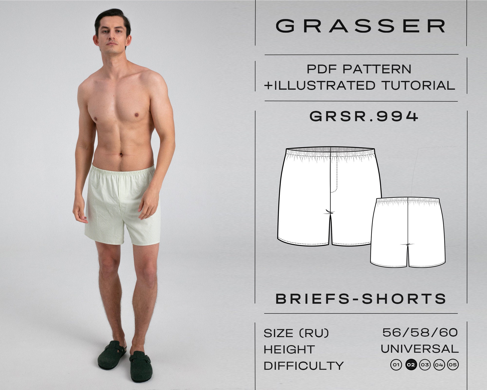 Briefs-shorts Pdf Sewing Pattern for Men Sizes 56 / 58 / 60 - Etsy