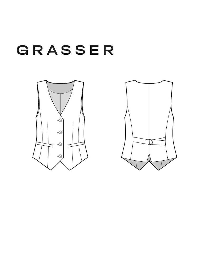 Suit Vest Pdf Sewing Pattern for Women | Sizes 42 / 44 / 46 (RU ...