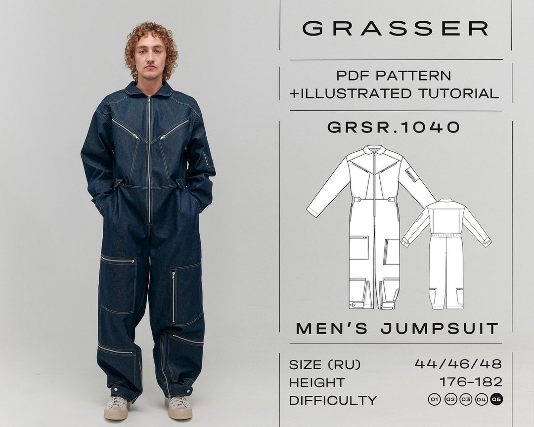 Men’s Jumpsuit Sewing Pattern PDF | Sizes 44 / 46 / 48 (RU) | Pattern ...