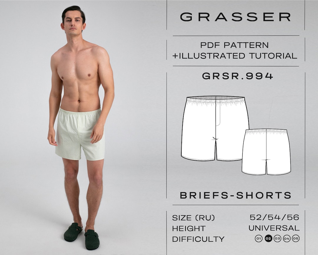 Briefs-shorts Pdf Sewing Pattern for Men | Sizes 52 / 54 / 56 (RU ...