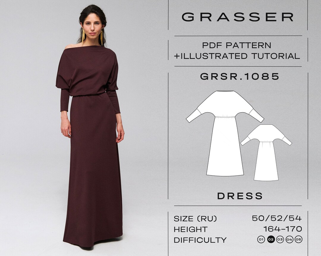 Dolman Sleeve Dress Sewing Pattern With Tutorial | Beginner Friendly ...