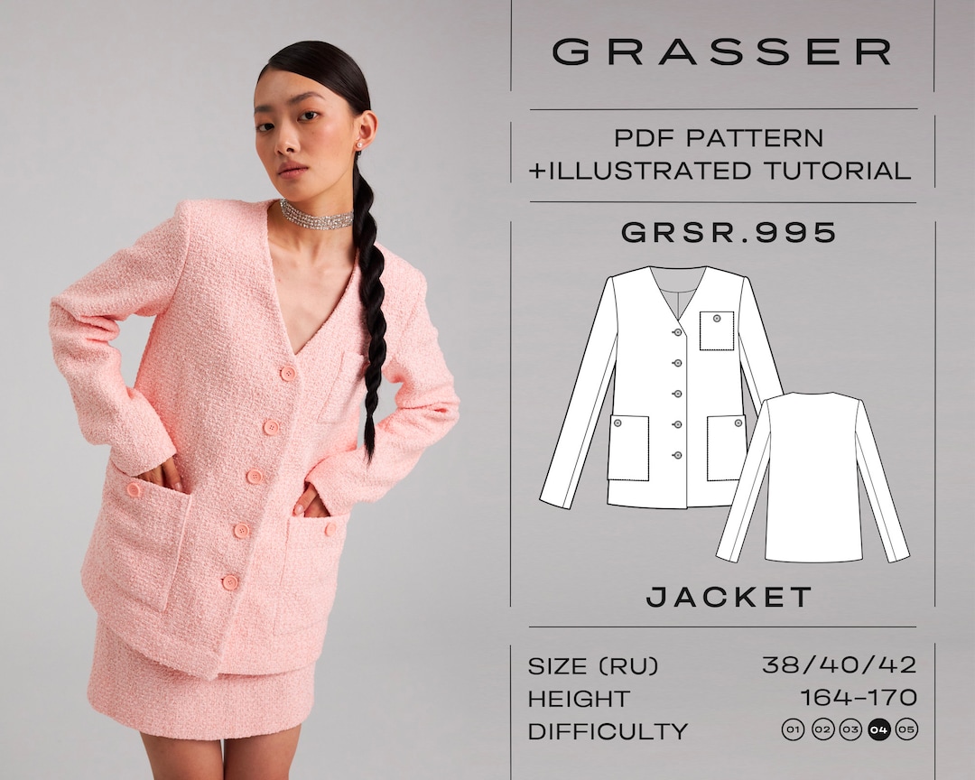 Jacket Digital Sewing Pattern With Tutorial | Sizes 38 / 40 / 42 (RU ...
