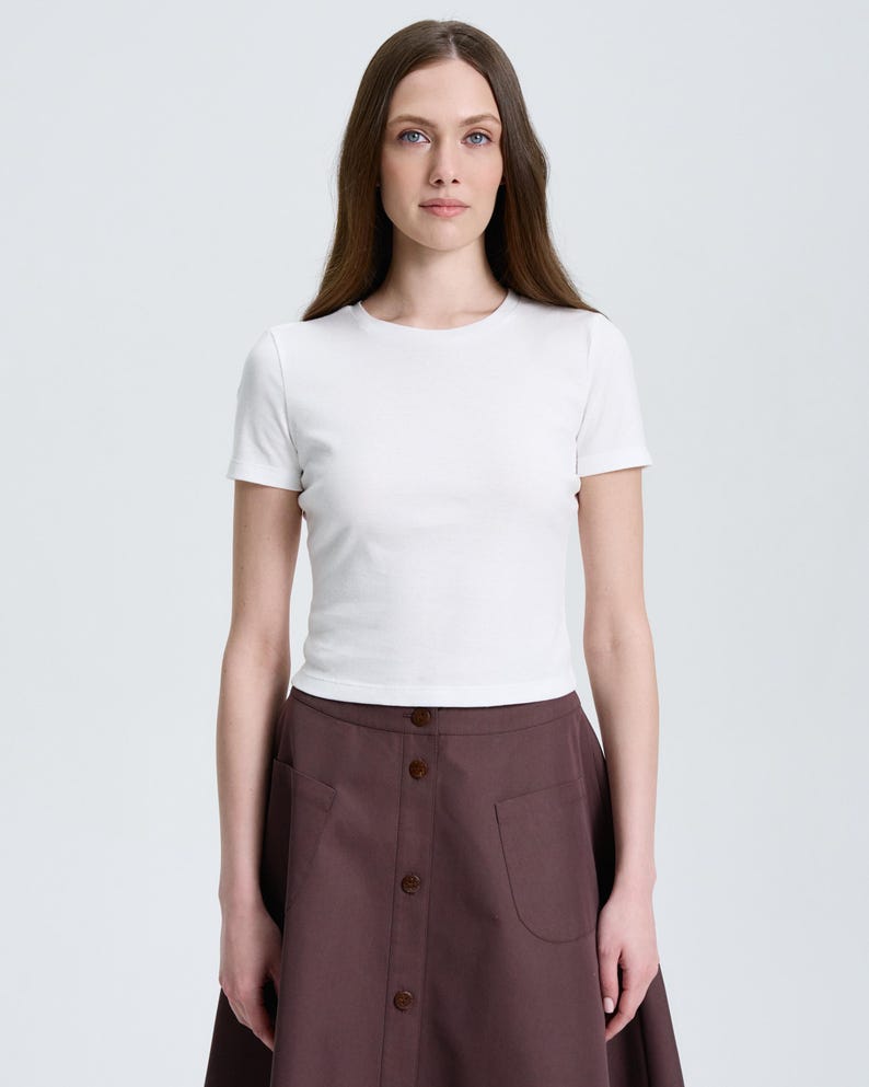 T-shirt Sewing Pattern PDF Sizes 38–62 (RU) | Cropped Slim Fit Top ...
