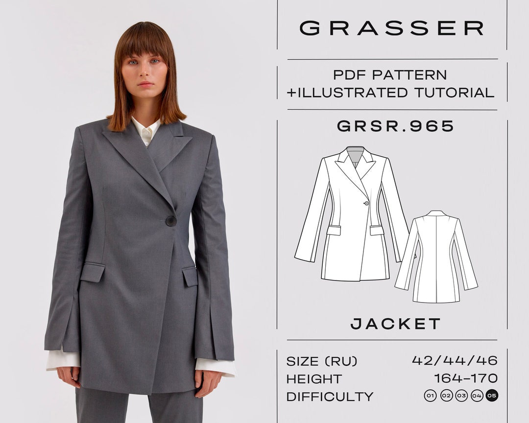 Suit Jacket Pdf Sewing Pattern | Sizes 42/44/46 (RU) | Model No.965 ...