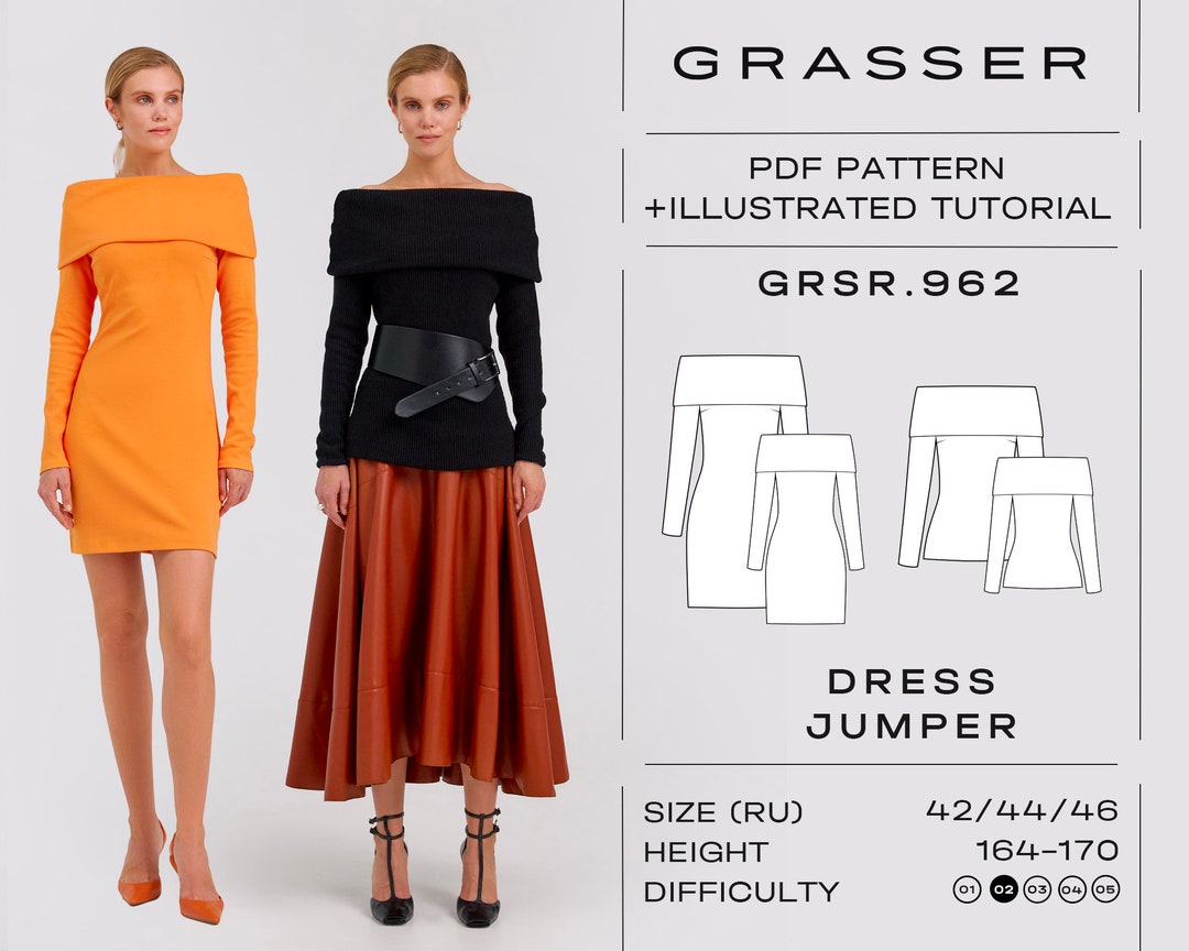 Dress and Jumper Pdf Sewing Pattern No.962 Sizes 42/44/46 RU - Etsy