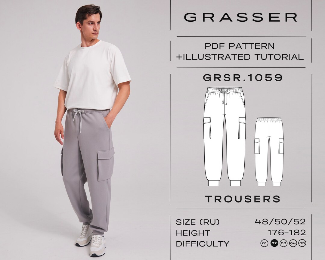 Pants Pdf Sewing Pattern for Men | Sizes 48 / 50 / 52 (RU) | Model No ...