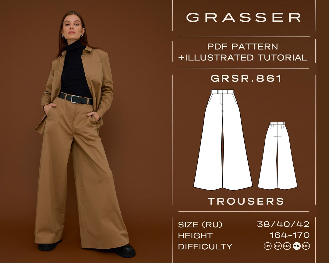 Women's Trousers Pdf Sewing Pattern Sizes 38 / 40 / 42 (RU) | Model No ...
