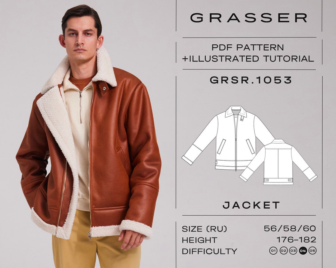 Aviator Jacket Pdf Sewing Pattern for Men | Sizes 56 / 58 / 60 (RU ...