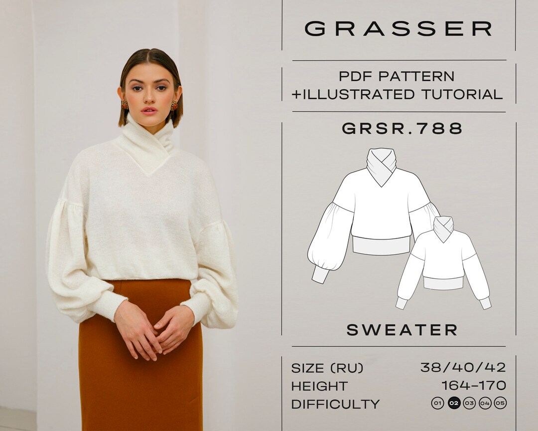 Sweater Sewing Pattern for Women Sizes 38 / 40 / 42 (RU) | Model No ...