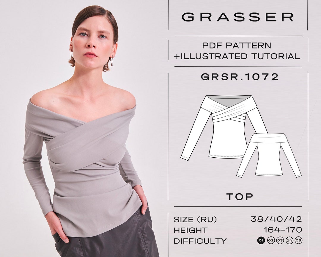 Long Sleeve Top Pdf Sewing Pattern With Tutorial Sizes 38 / 40 / 42 (RU ...