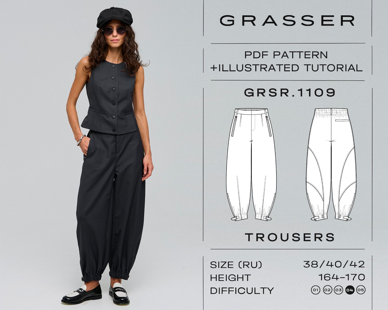 Barrel Pants Sewing Pattern PDF | Sizes 38 / 40 / 42 (RU) | Grasser ...