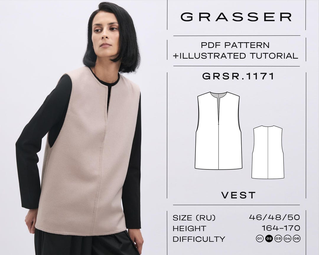 Double Layer Vest Pdf Sewing Pattern for Women | Sizes 46 / 48 / 50 (RU ...