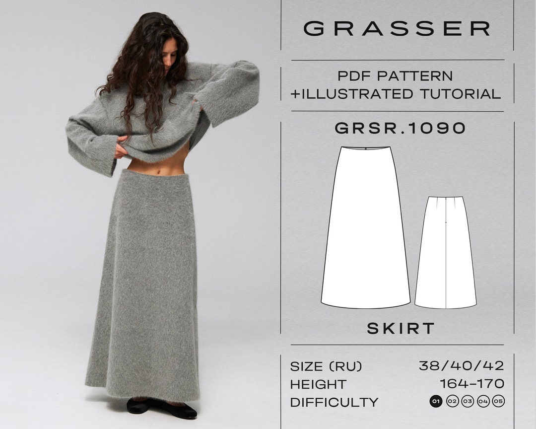 Skirt Pdf Sewing Pattern for Beginners | Sizes 38 / 40 / 42 (RU ...
