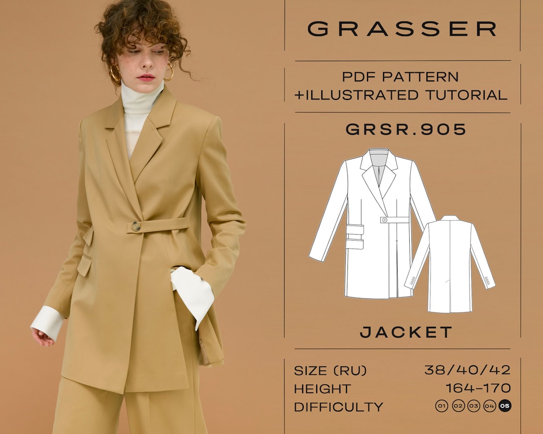 Suit Jacket Pdf Sewing Pattern for Women Sizes 38 / 40 / 42 RU Model No ...