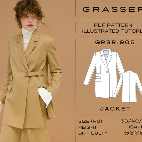 Suit Jacket Pdf Sewing Pattern for Women Sizes 50 / 52 / 54 - Etsy