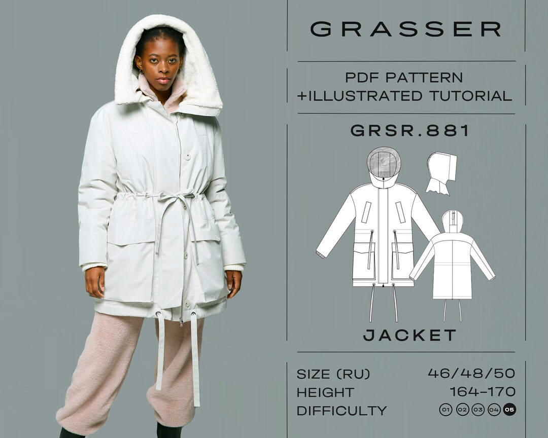 Jacket Pdf Sewing Pattern Sizes 46 / 48 / 50 (RU) | Model No. 881 - Etsy